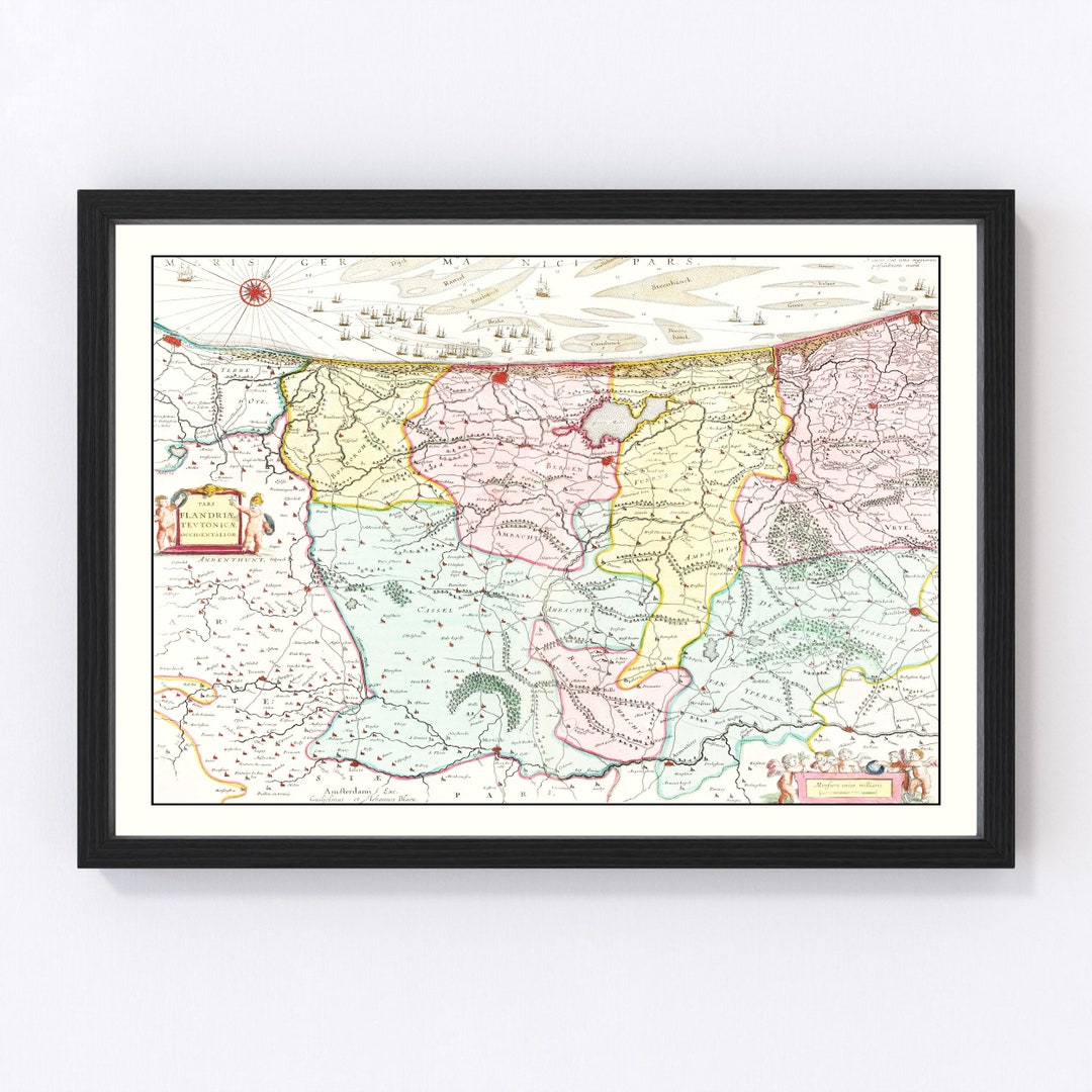 Western Flanders Map 1665, Vintage Western Flanders Map, Old Western ...