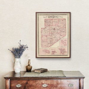 Decatur County IN Map 1876 Old Map of Greensburg Indiana Art Vintage ...