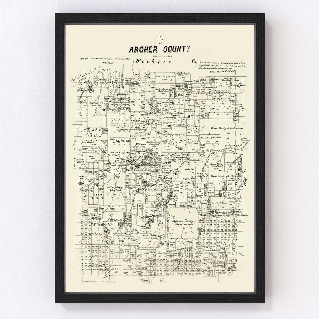 Archer County Texas Map 1879 - Old Map of Archer County Texas Art ...