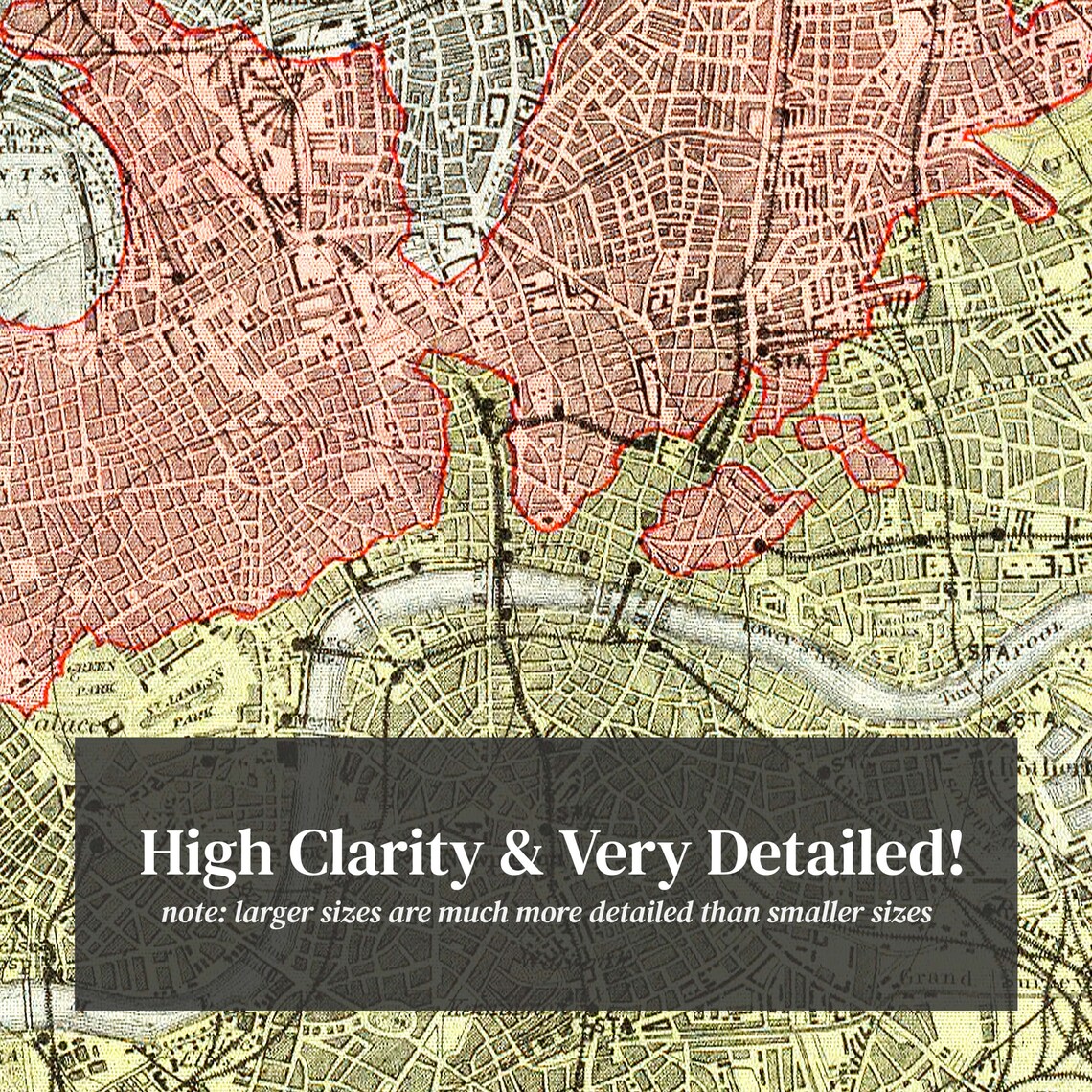 London Map 1883 Old Map of London England Art Vintage Print - Etsy