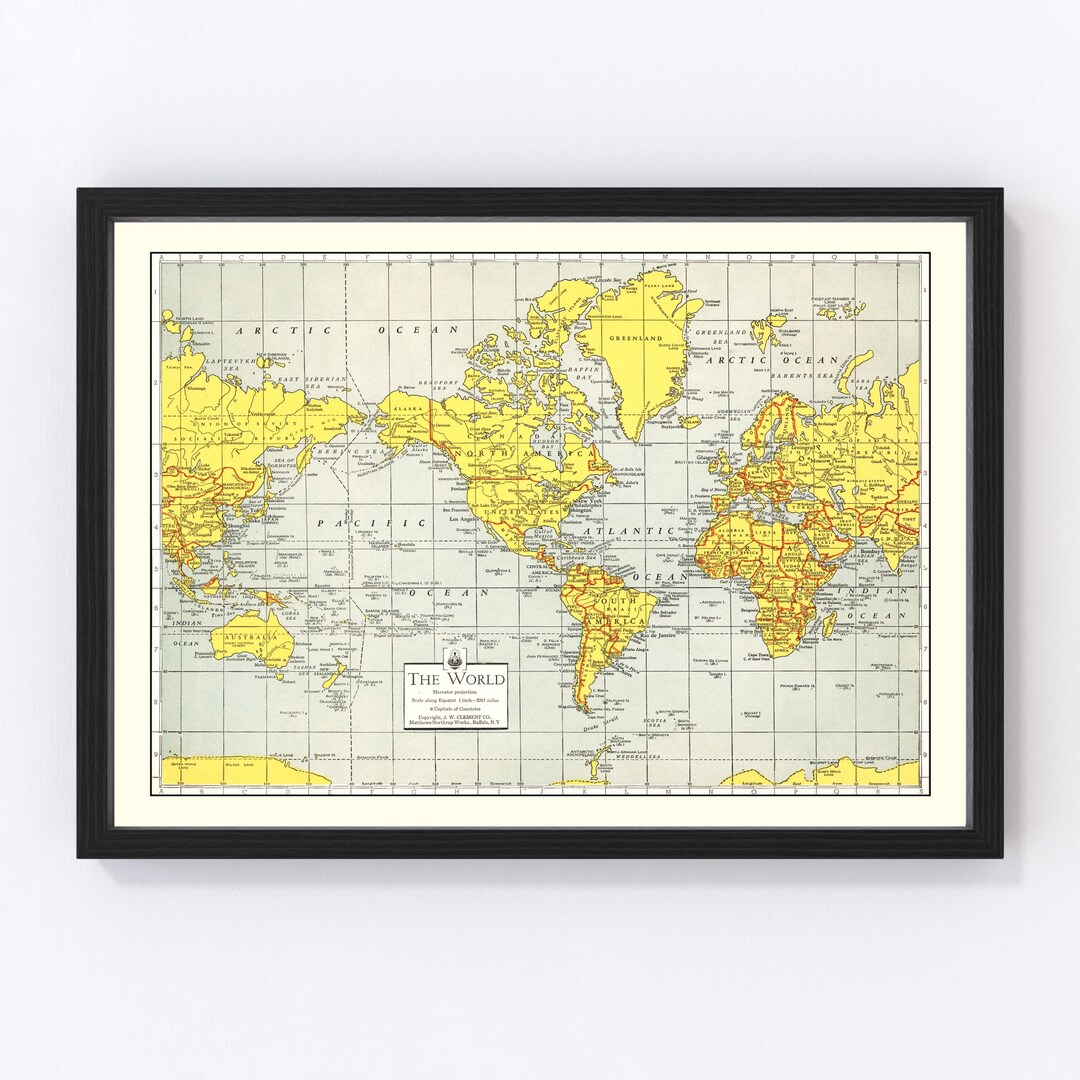 World Map 1943, Vintage World Map, Old World Art, Wall Art Gift for ...