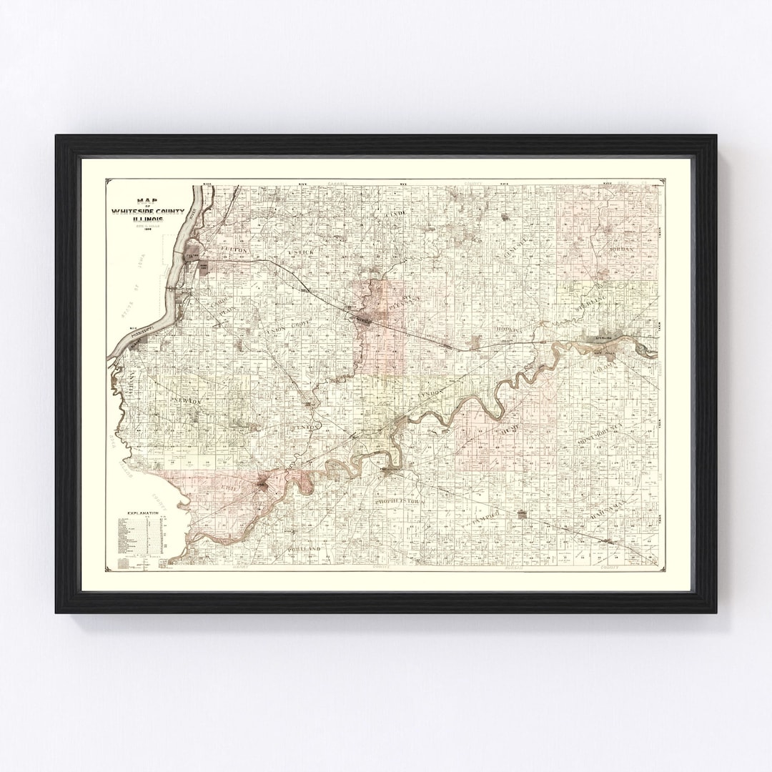 Whiteside County Map 1896, Vintage Whiteside County Map, Old Whiteside ...