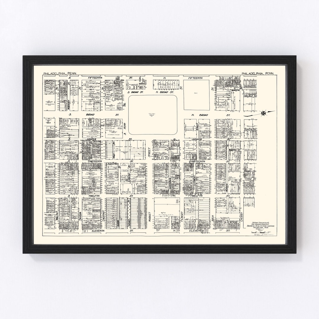 Philadelphia Map 1929 Old Map of Philadelphia Business Section ...