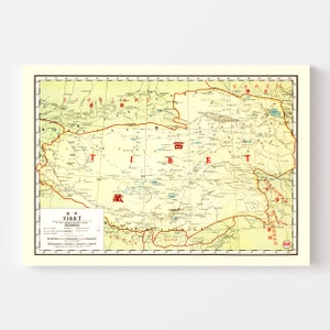 Tibet China Map 1917 Old Map of Tibet China China Art Vintage Print ...