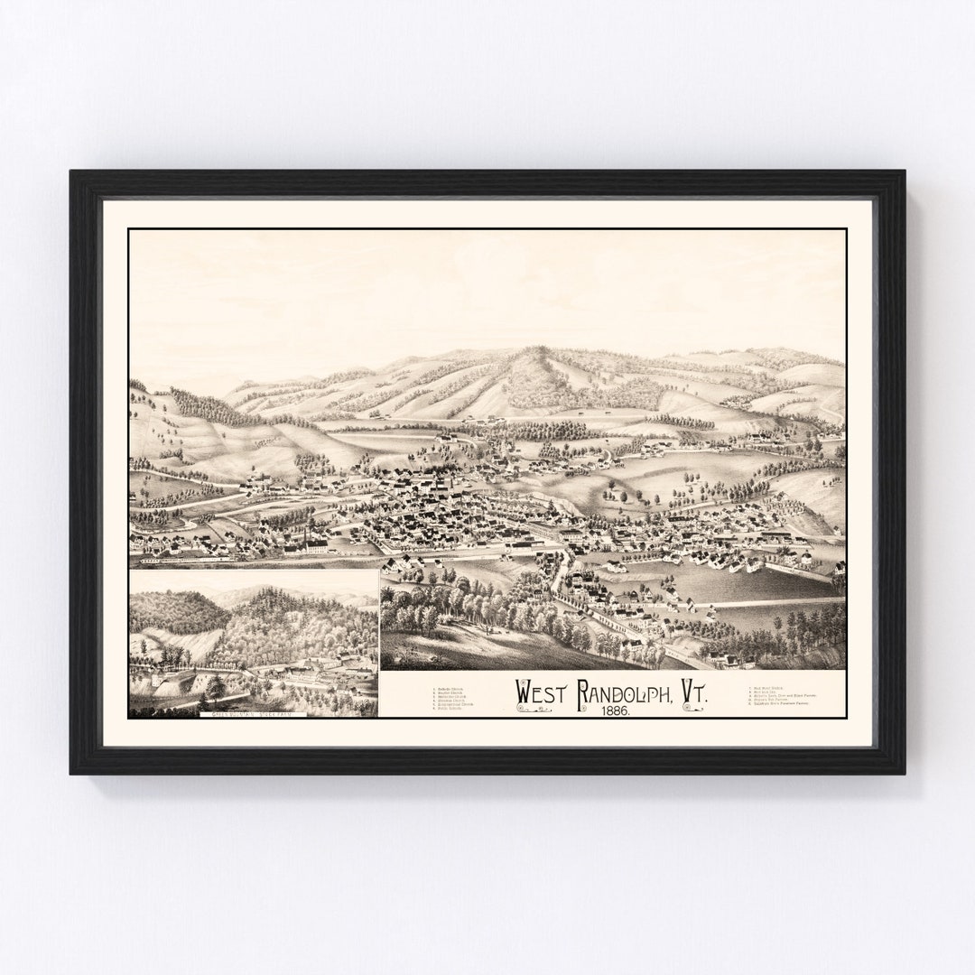 West Randolph Map 1886 Old Map of West Randolph Vermont Art Vintage ...
