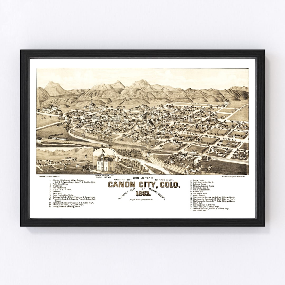 Canon City Map 1882, Vintage Canon City Map, Old Canon City Colorado ...
