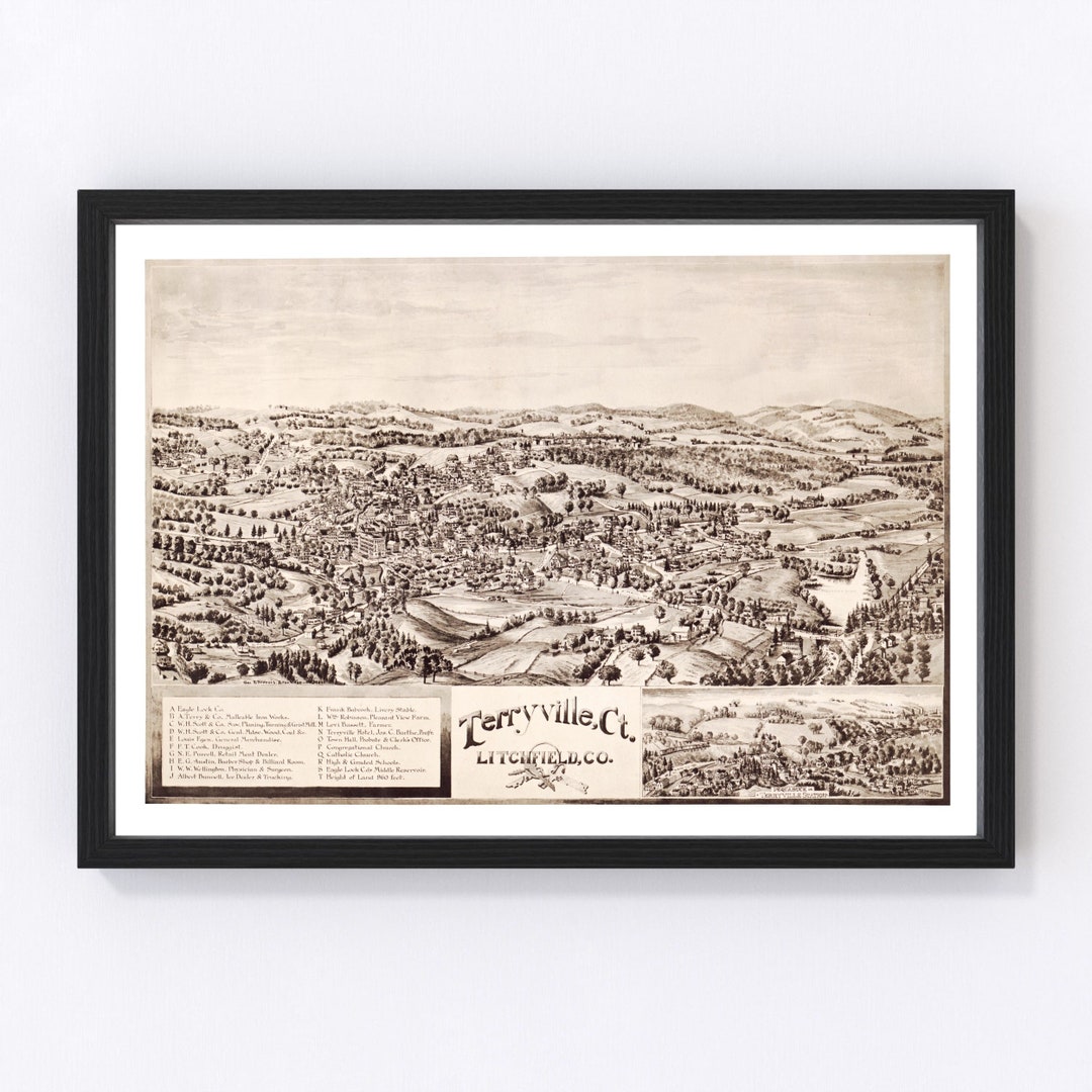 Terryville Map 1894 Old Map of Terryville Connecticut Art Vintage Print ...