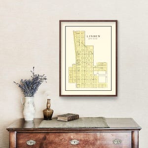 Linden Map 1898 Old Map of Linden Indiana Art Vintage Print Framed ...