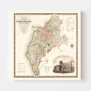 Cumberland England Map 1830, Vintage Cumberland England Map, Old ...