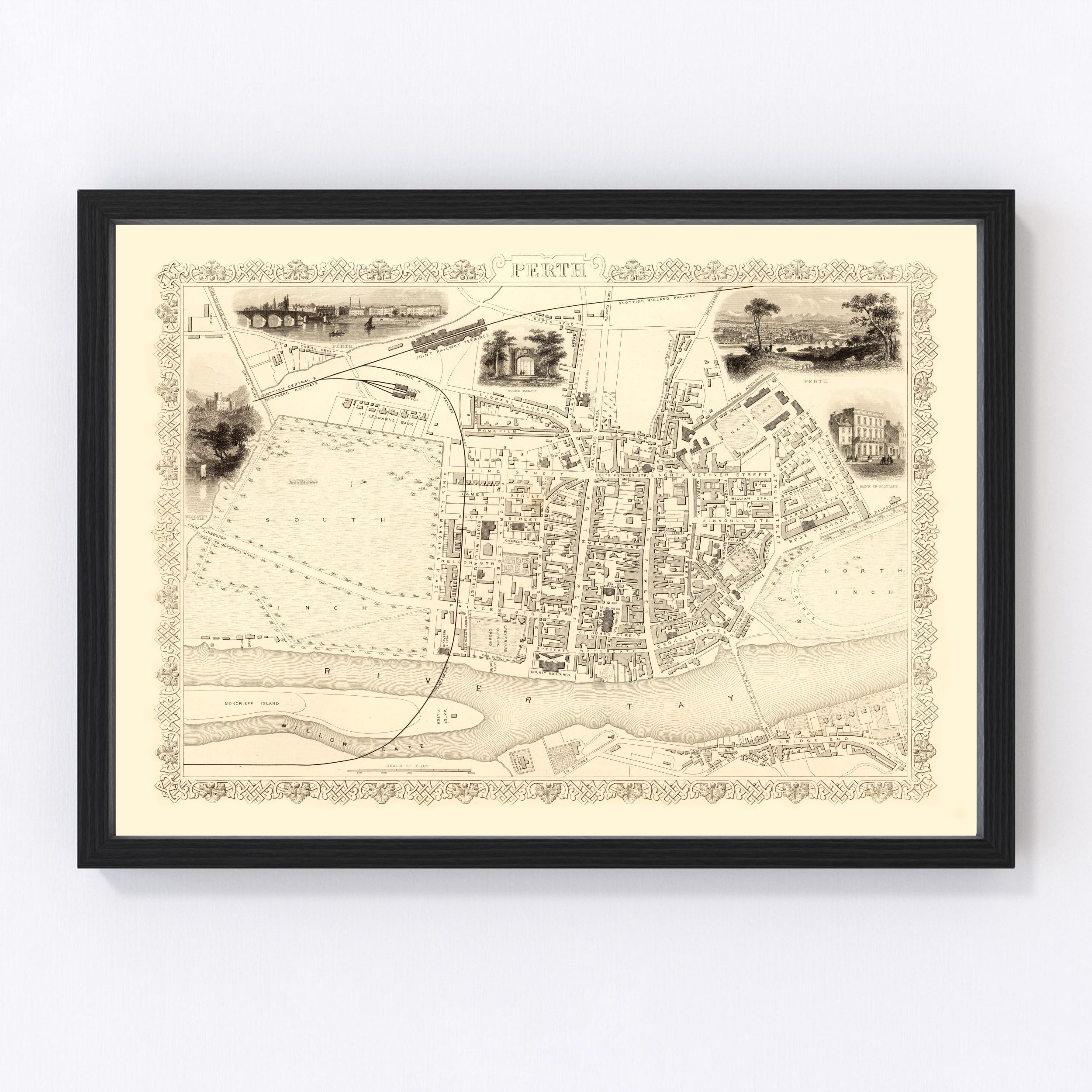 Perth Map 1851 Old Map of Perth Scotland Art Vintage Print - Etsy UK