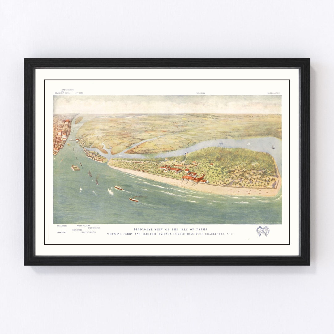 Isle of Palms Map 1910 Old Map of Isle of Palms South Carolina Art ...