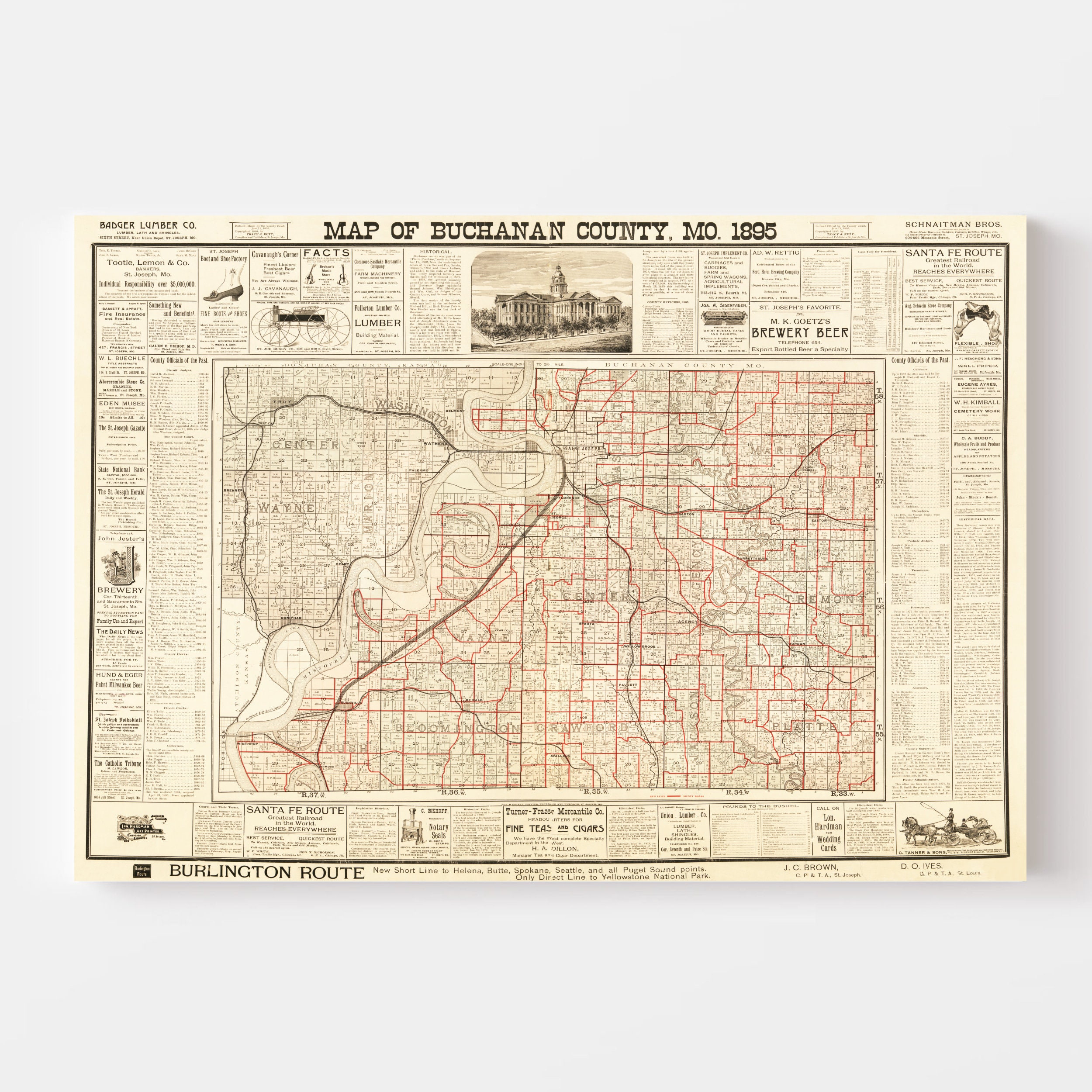 Buchanan County Map 1895, Vintage Buchanan County Map, Old Buchanan ...