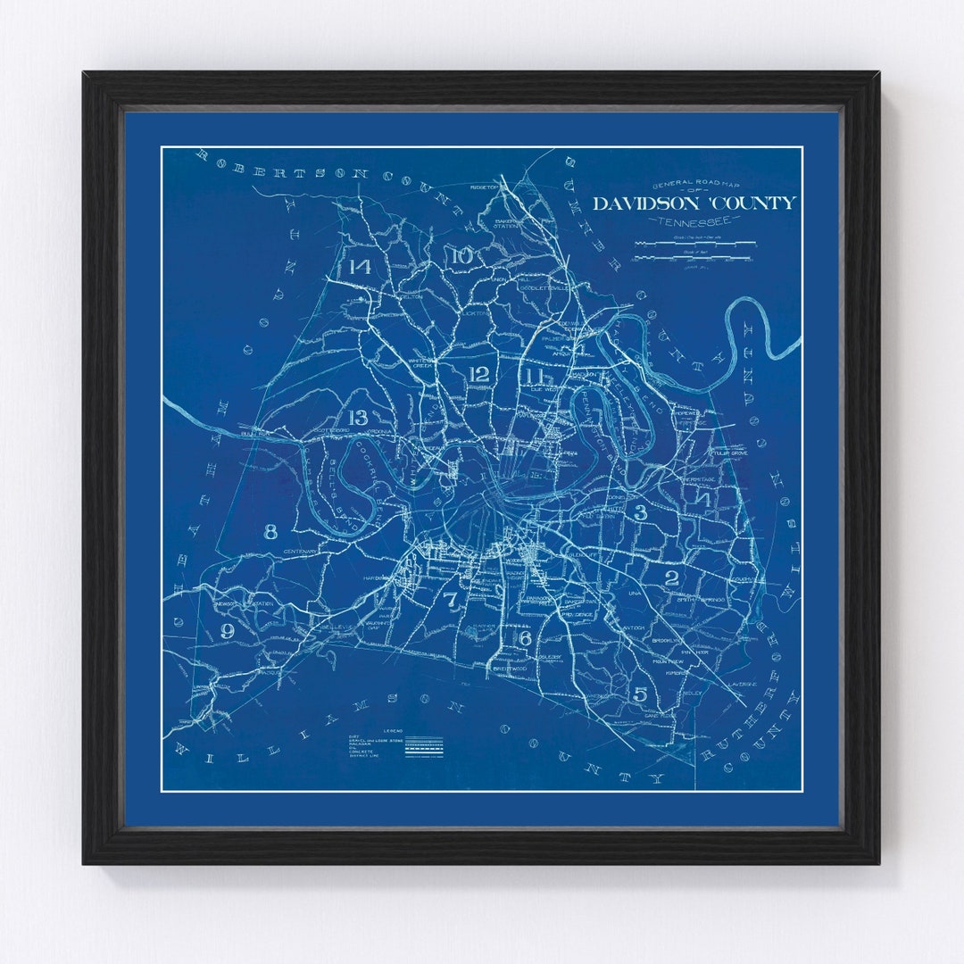 Davidson County Map 1940, Vintage Davidson County Map, Old Davidson ...