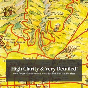 Honolulu Map 1948 Old Map of Honolulu Hawaii Art Vintage Print Framed ...