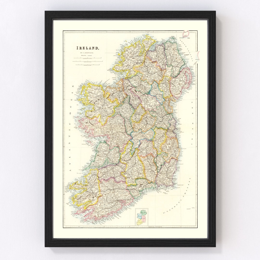 Ireland Map 1884, Vintage Ireland Map, Old Ireland Art, Wall Art Gift ...