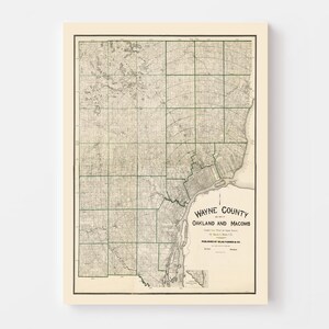 Wayne County Michigan Map 1894 Old Map of Wayne County Michigan Art ...