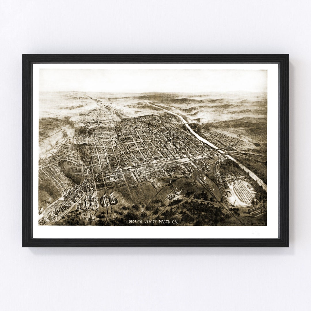 Macon Map 1912, Vintage Macon Map, Old Macon Georgia Art, Wall Art Gift ...