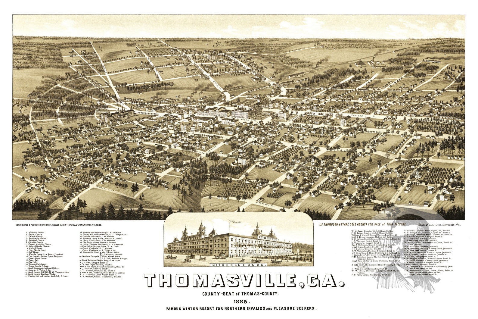 Vintage Thomasville Map 1885 Old Map of Thomasville Georgia | Etsy
