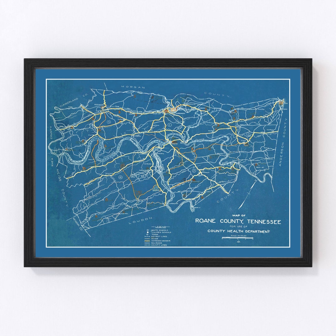 Roane County Map 1930, Vintage Roane County Map, Old Roane County ...