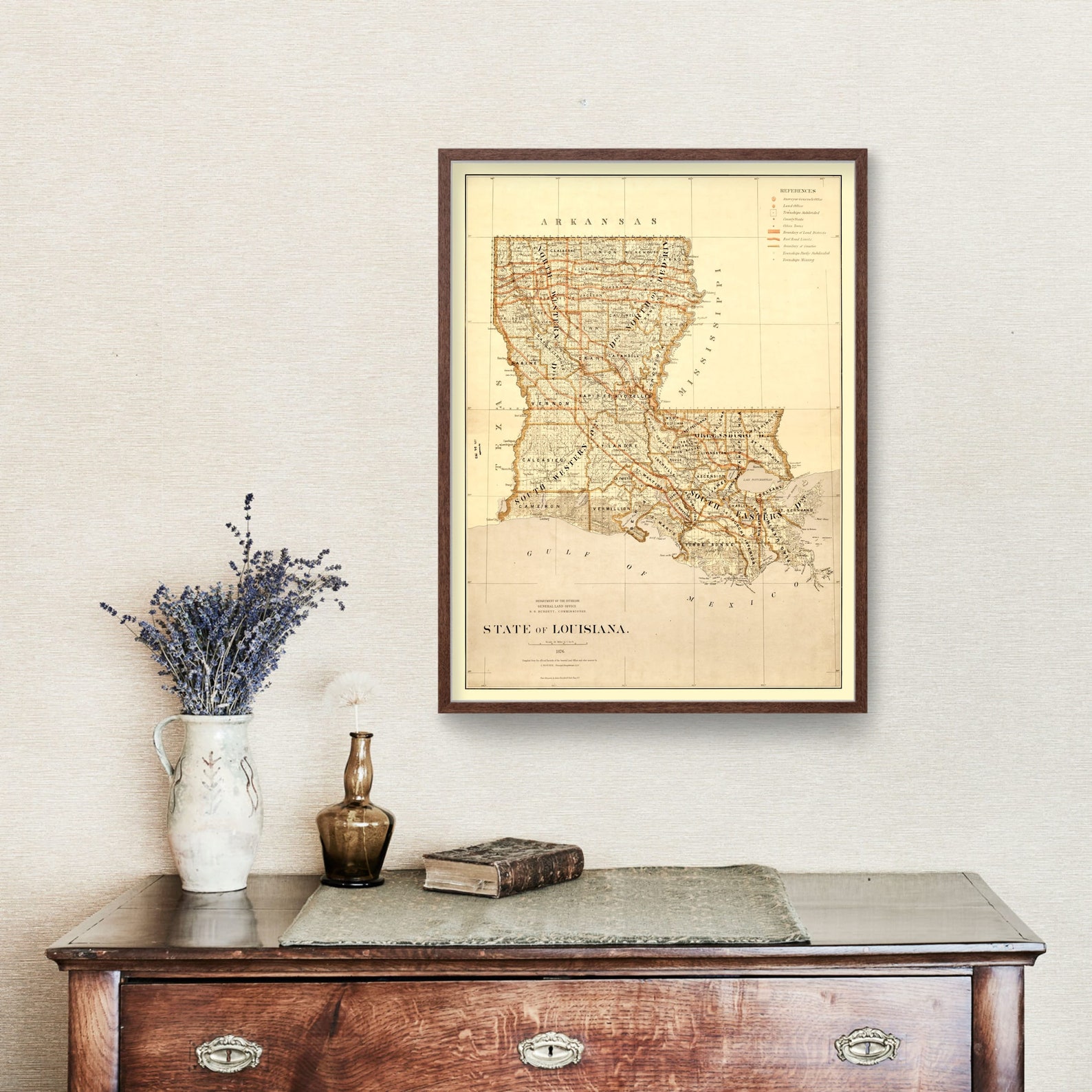 Louisiana Map 1876 Old Map of Louisiana Art Vintage Print - Etsy