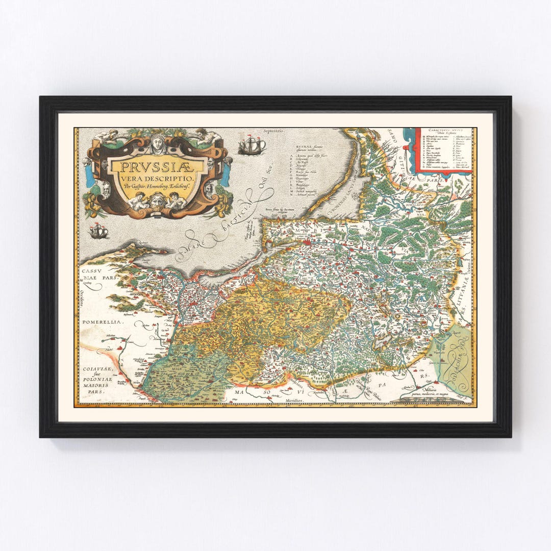Prussia Map 1595 Old Map of Prussia Art Print Framed Wall Art Vintage ...