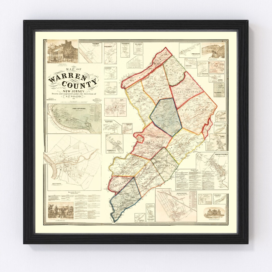 Warren County Map 1860, Vintage Warren County Map, Old Warren County ...