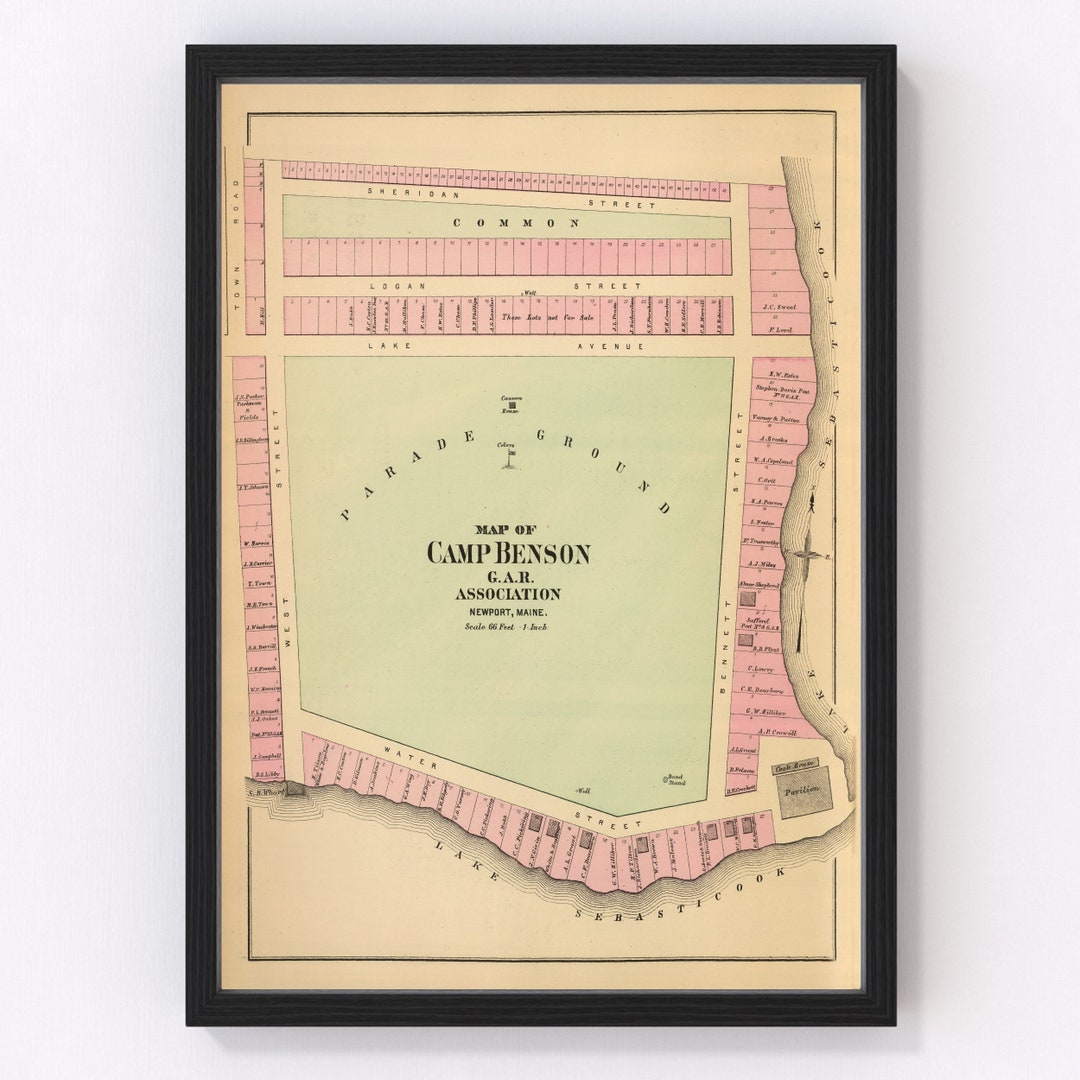 Camp Benson Map 1894, Vintage Camp Benson Map, Old Camp Benson Maine ...