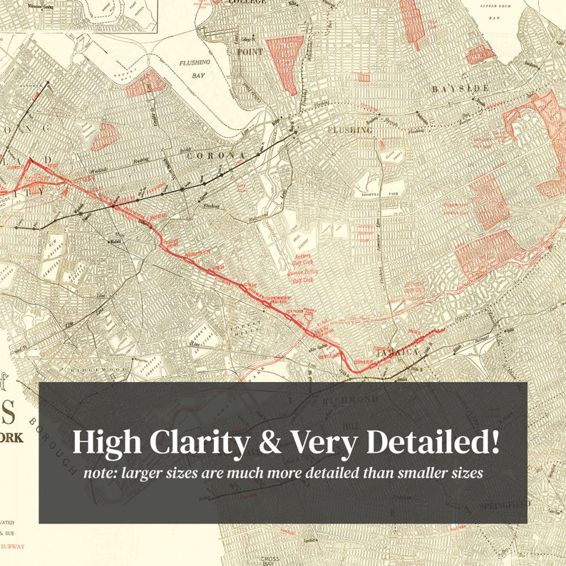 Queens Map 1937 Old Map of Queens New York Art Vintage Print - Etsy