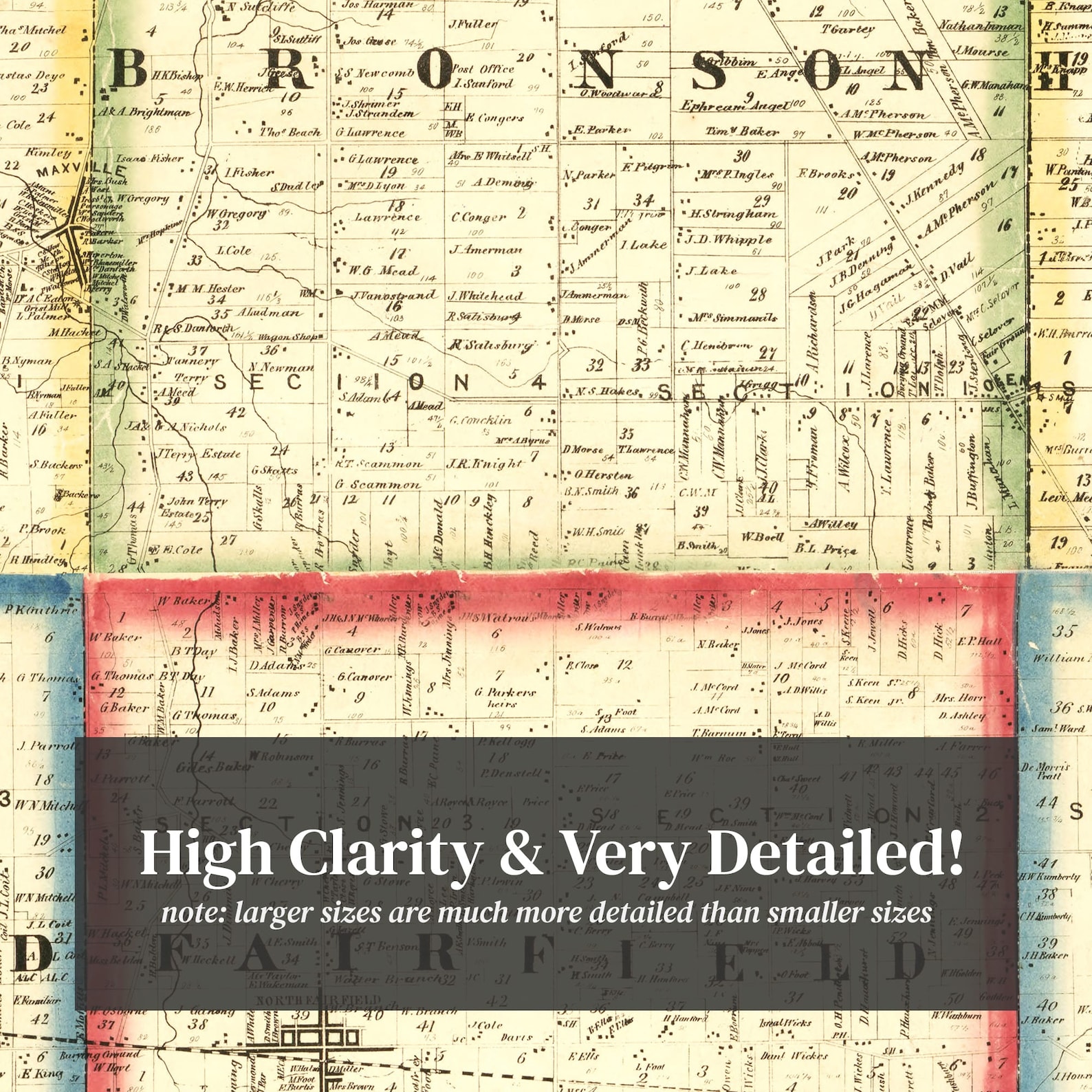 Huron County Ohio Map 1859 Old Map of Huron County Ohio Art - Etsy