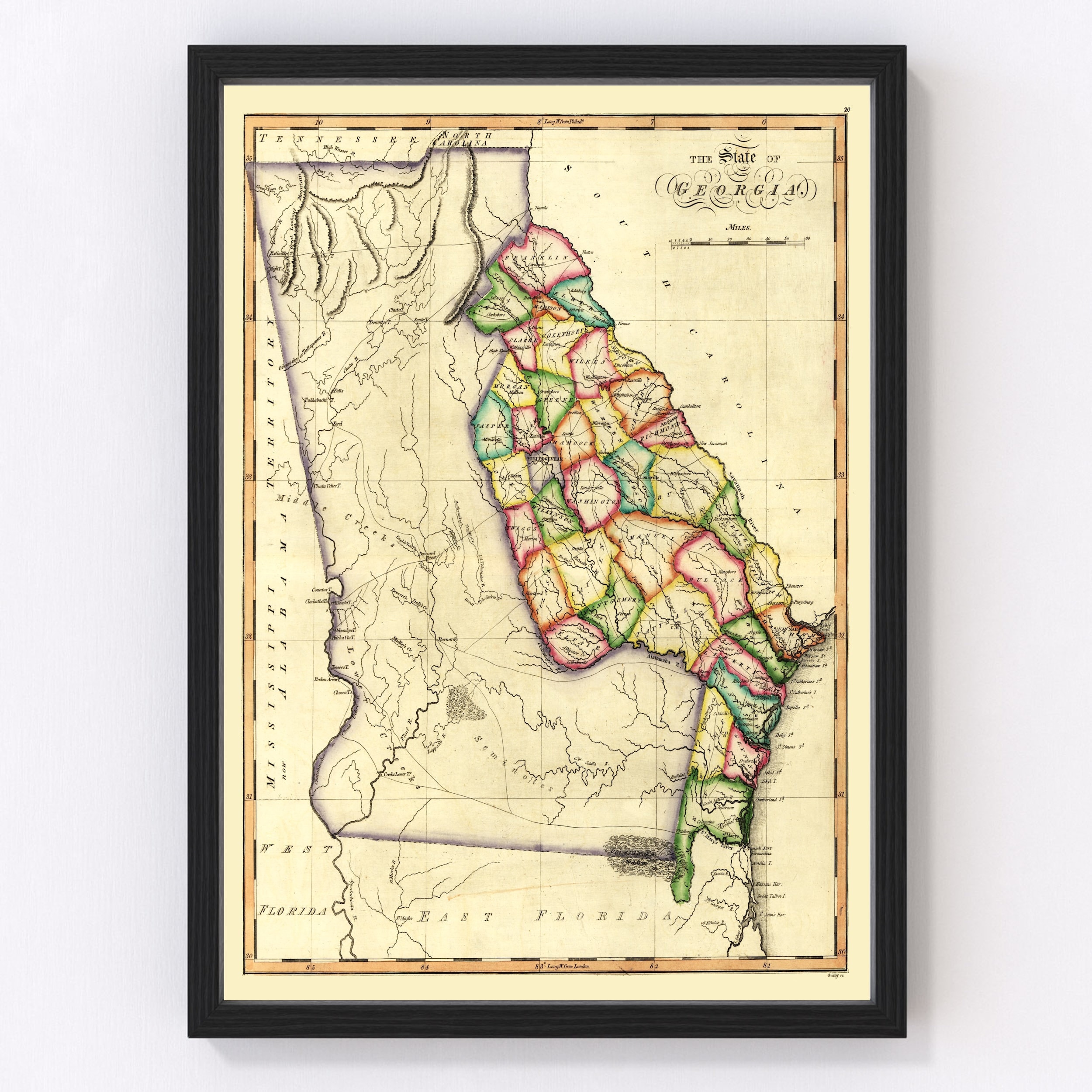 Georgia Map 1810 Old Map of Georgia Art Vintage Print Framed - Etsy Ireland