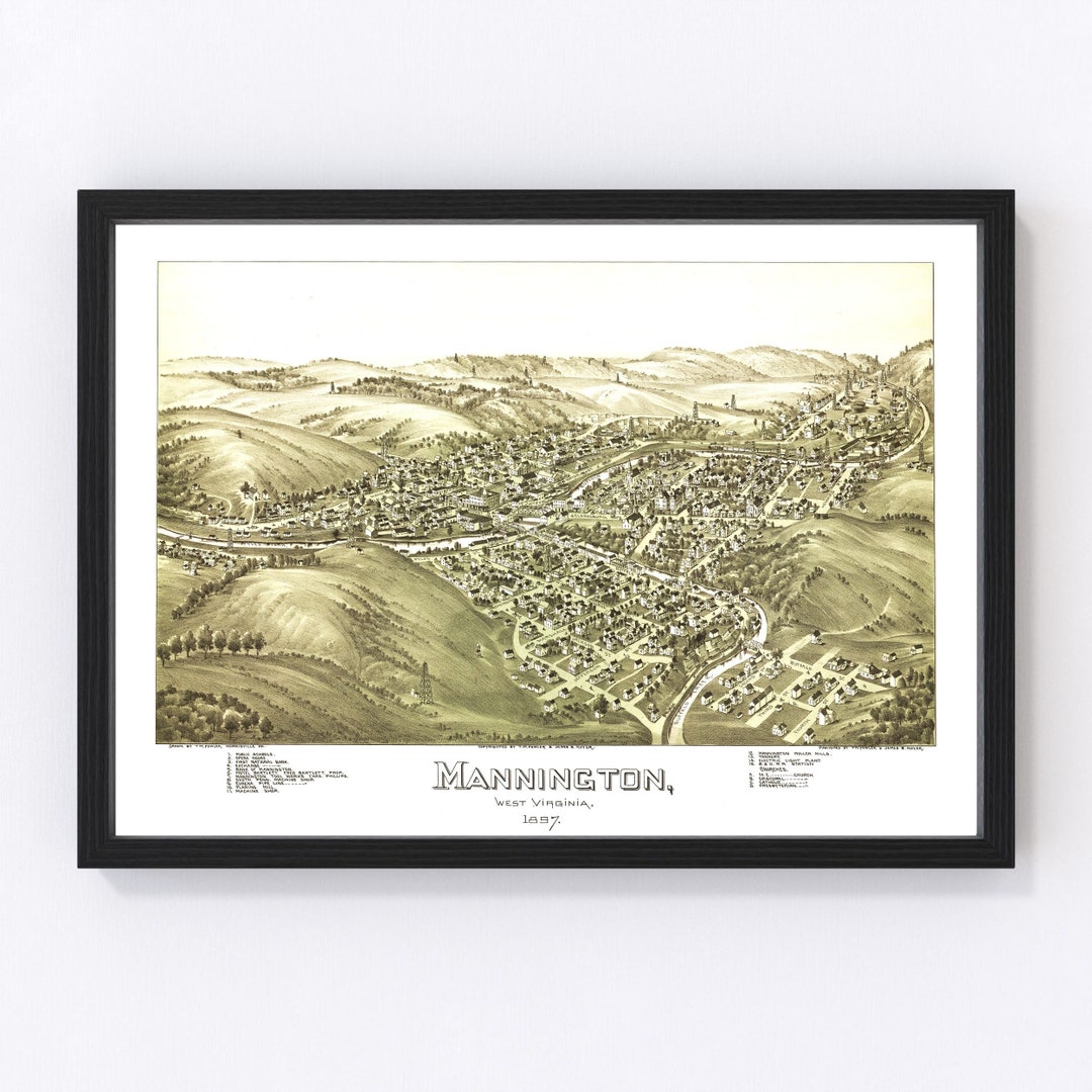 Mannington Map 1897, Vintage Mannington Map, Old Mannington West ...