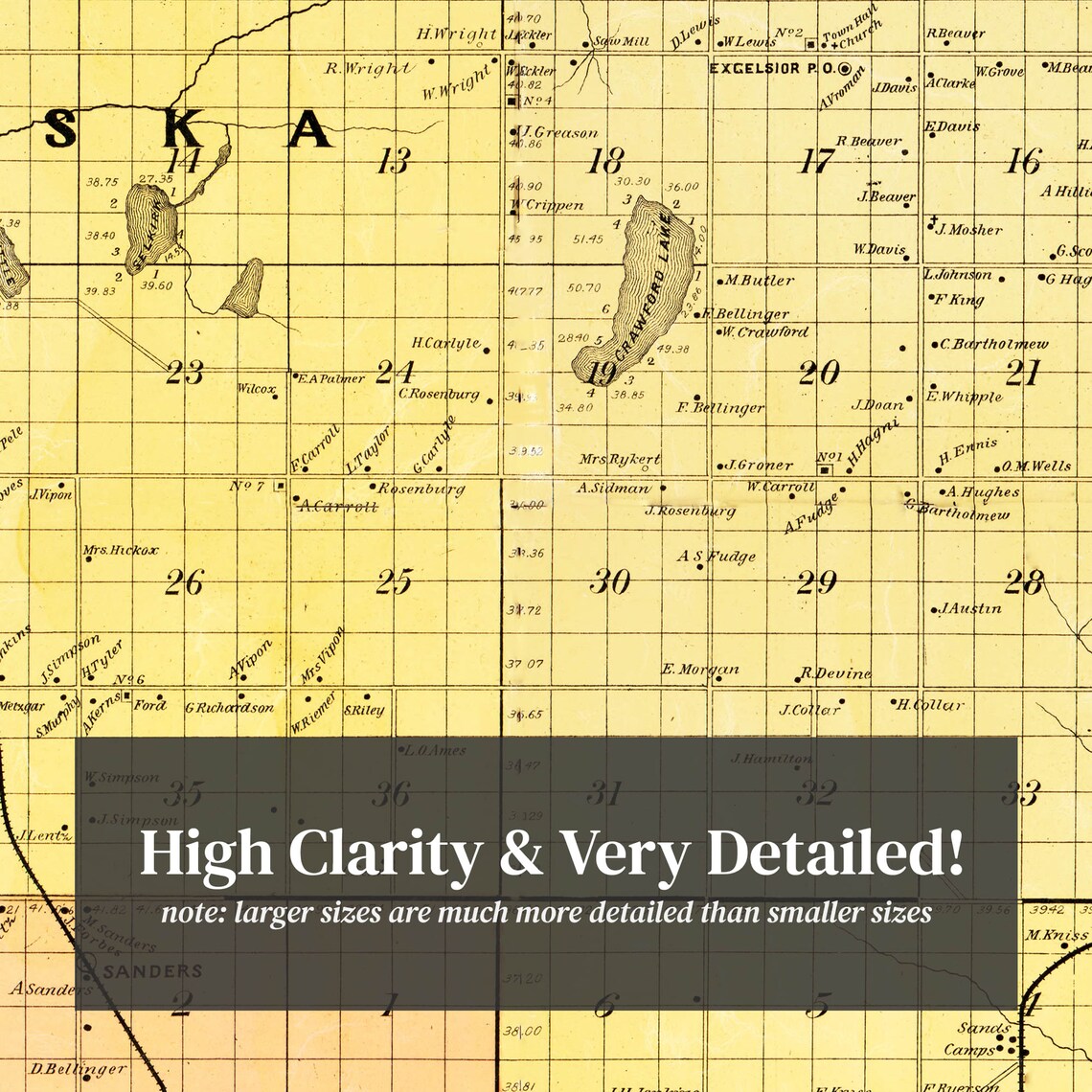 Kalkaska County Michigan Map 1898 Old Map of Kalkaska County - Etsy