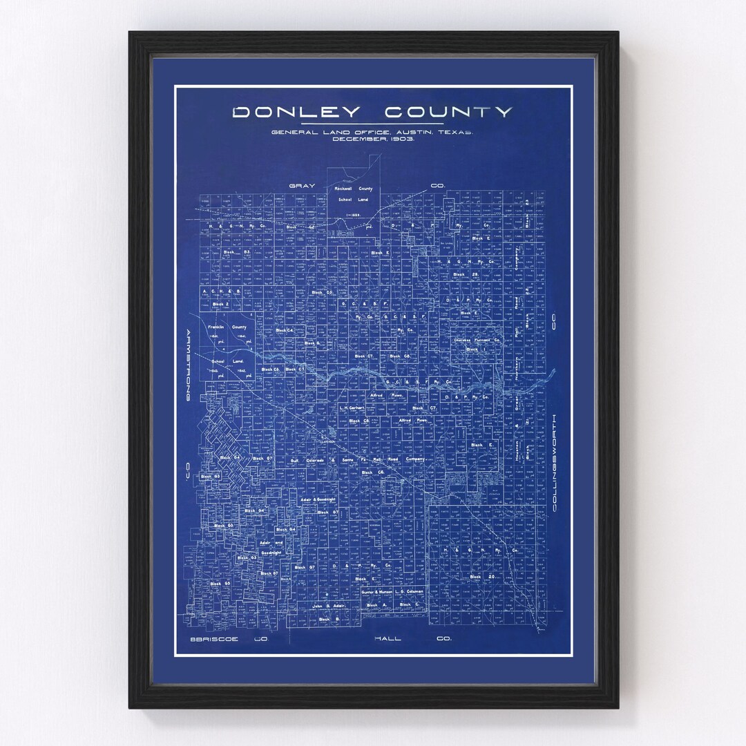 Donley County Map 1904, Vintage Donley County Map, Old Donley County Texas Art, Wall Art Gift ...