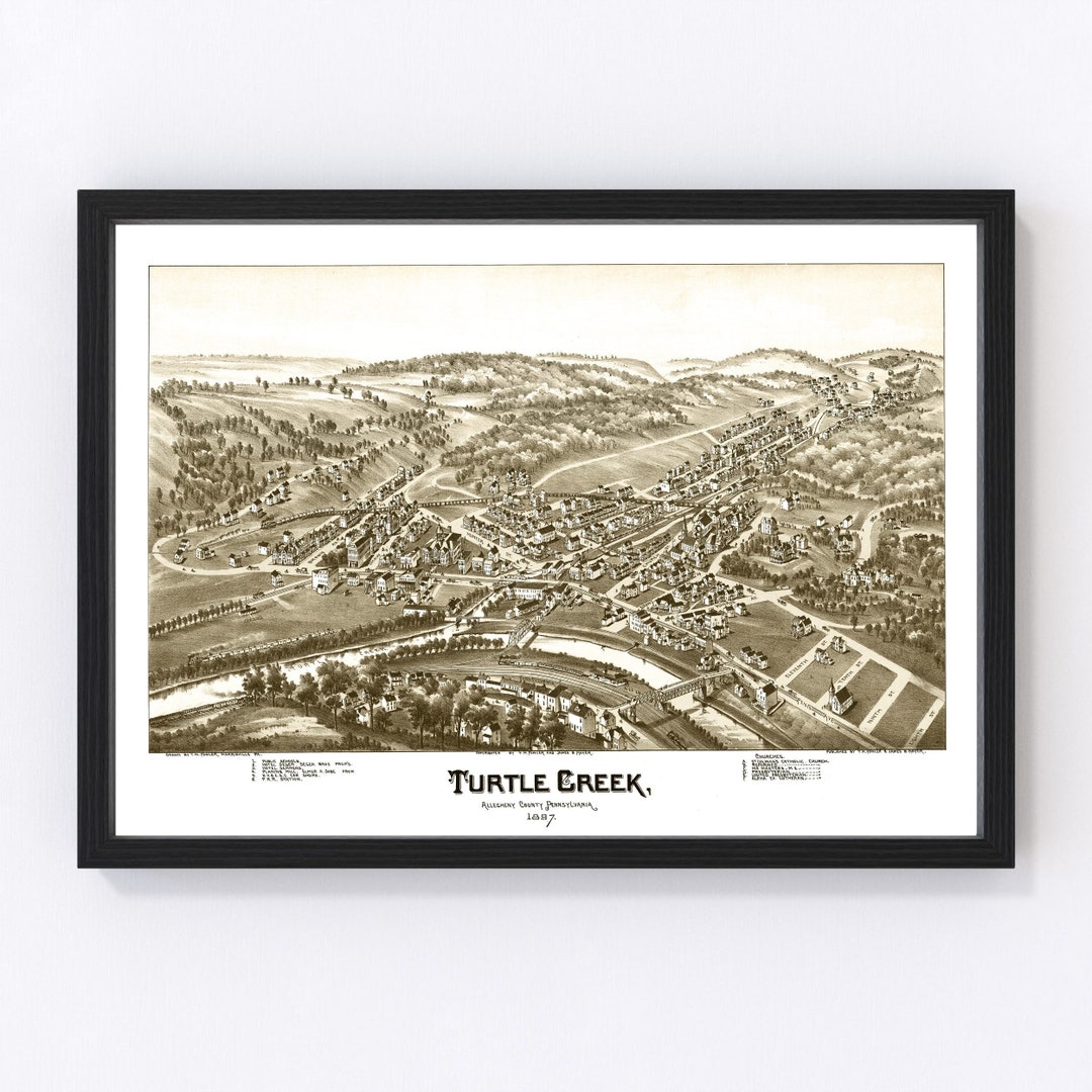 Turtle Creek Map 1897, Vintage Turtle Creek Map, Old Turtle Creek ...