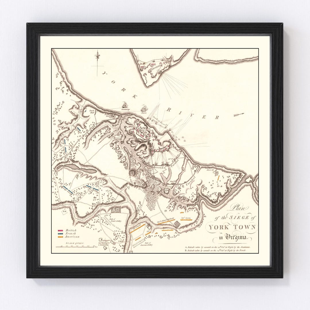 Yorktown Map 1787, Vintage Yorktown Map, Old Yorktown Art, Wall Art ...