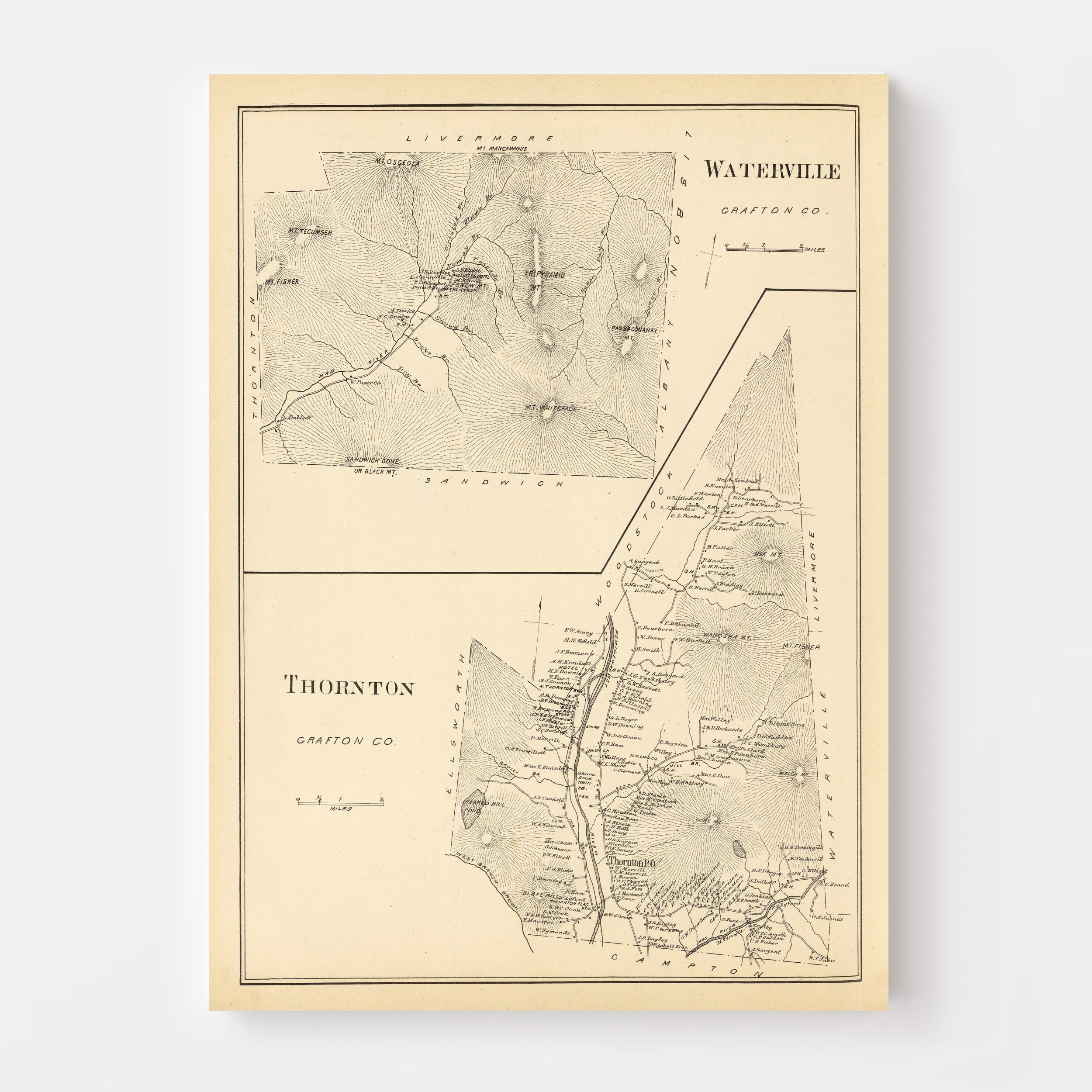 Thornton Map 1892 Old Map of Thornton New Hampshire Art - Etsy