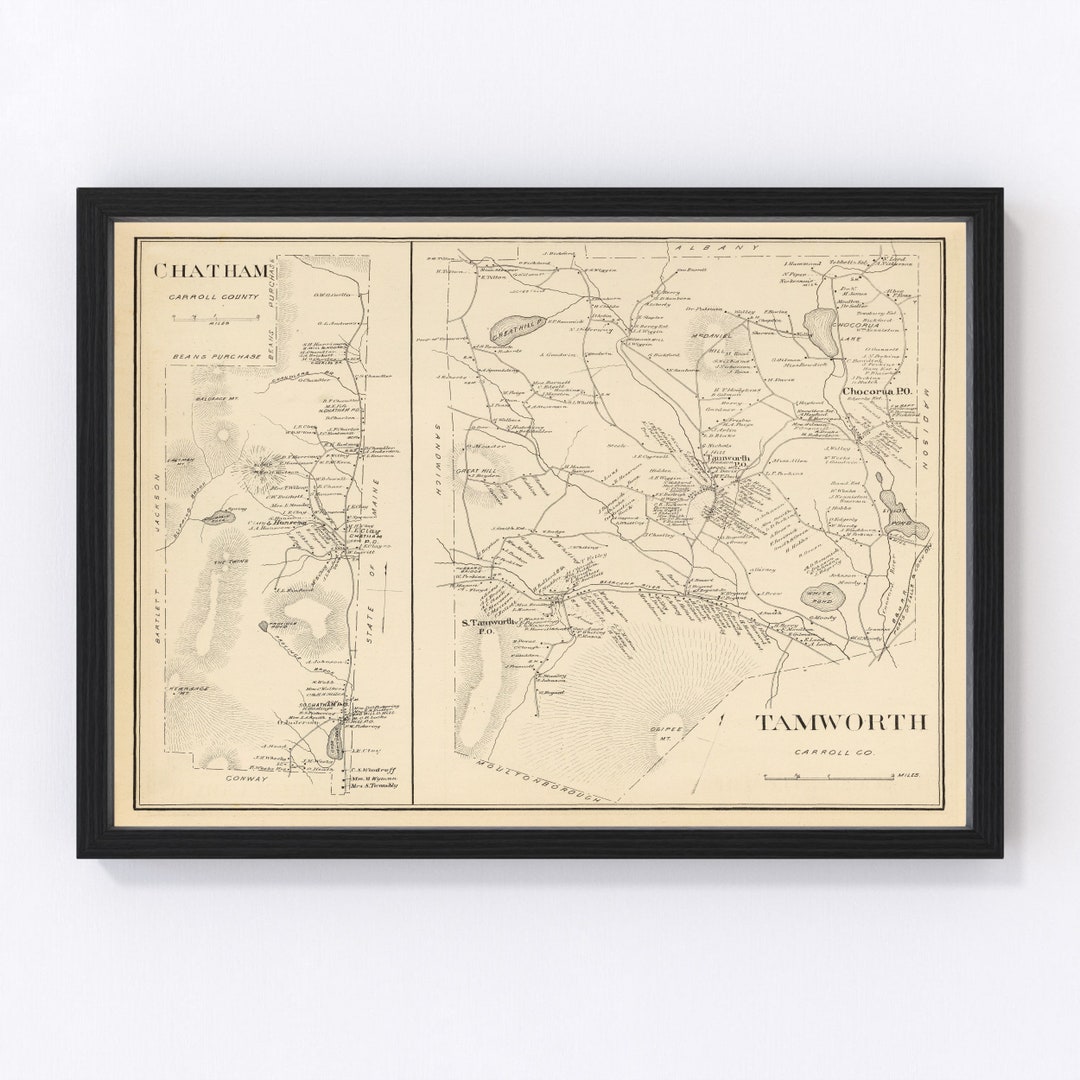 Chatham Map 1892, Vintage Chatham Map, Old Chatham New Hampshire Art ...