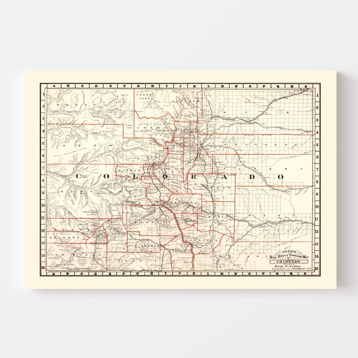 Colorado Railroad Map 1882 Old Railroad Map of Colorado Art - Etsy