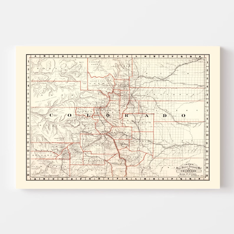 Colorado Railroad Map 1882 - Old Railroad Map of Colorado Art Vintage ...