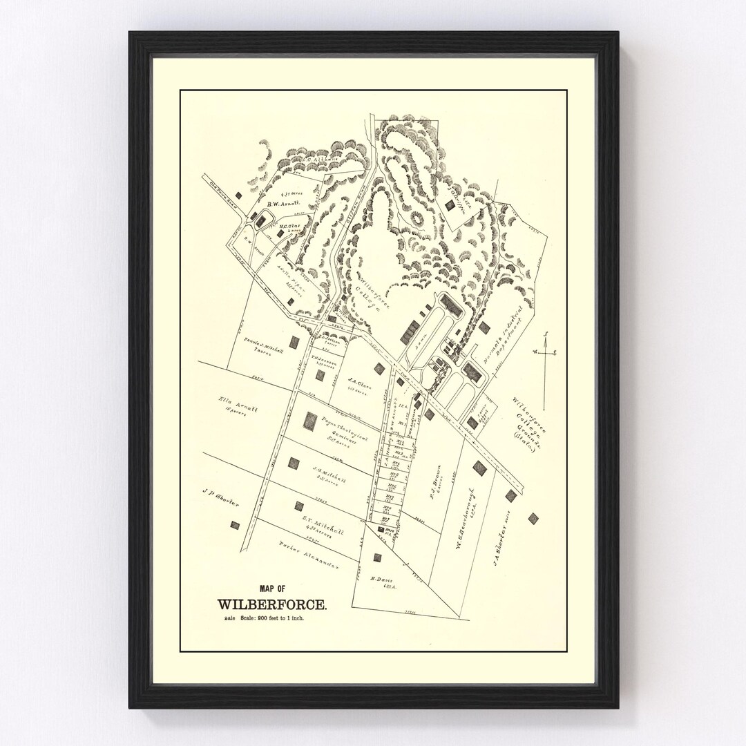 Wilberforce Map 1896, Vintage Wilberforce Map, Old Wilberforce Ohio Art ...