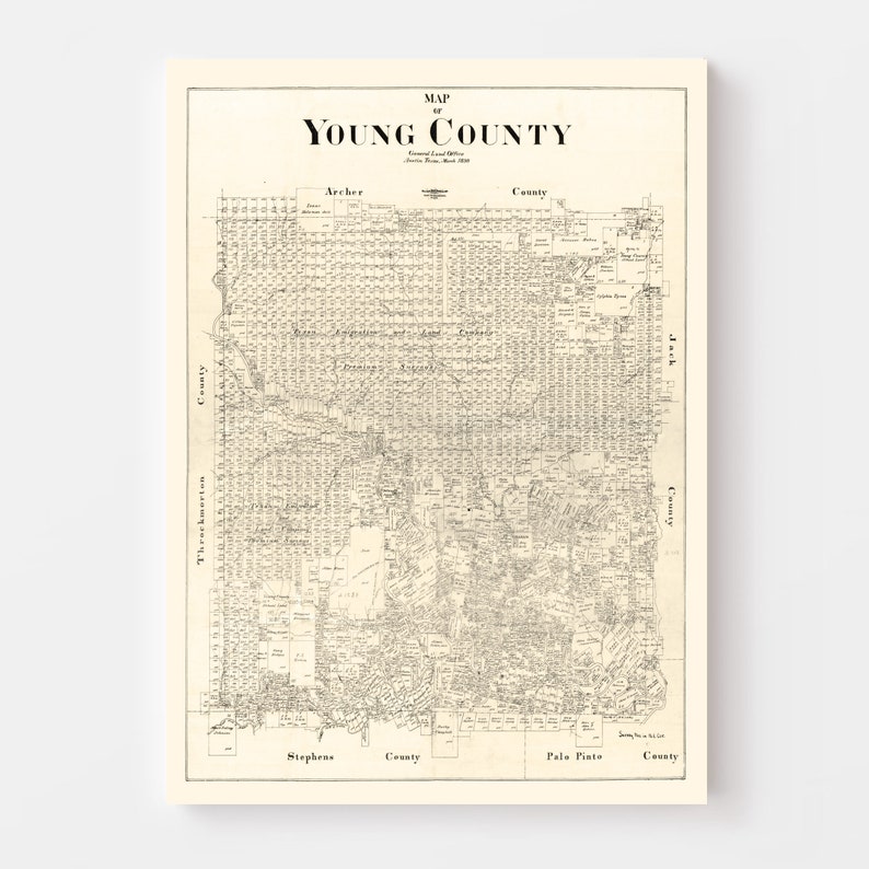 Young County Texas Map 1898 Old Map of Young County Texas - Etsy
