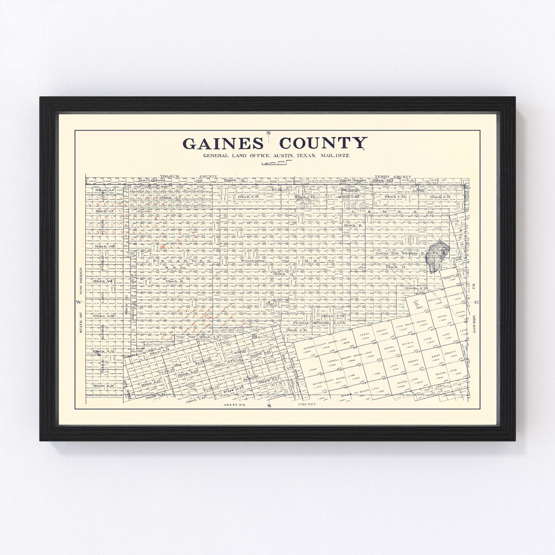 Gaines County Map 1922, Vintage Gaines County Map, Old Gaines County ...