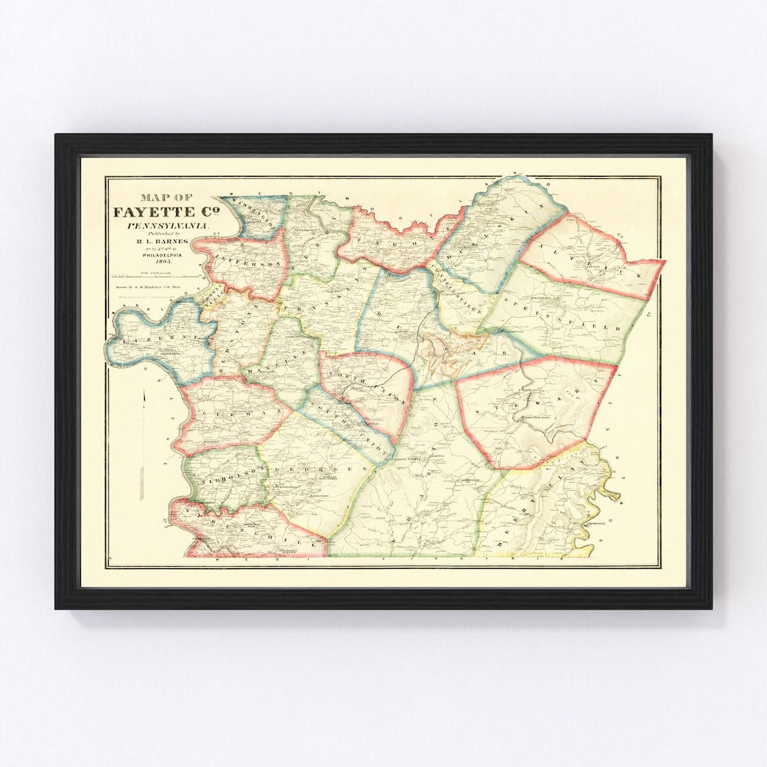 Fayette County Pennsylvania Map 1865 Old Map of Fayette County ...