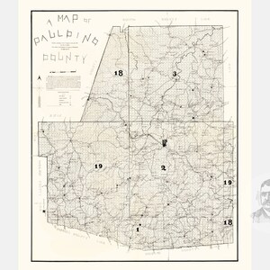 Vintage Paulding County Map 1896 Old Map of Paulding County | Etsy