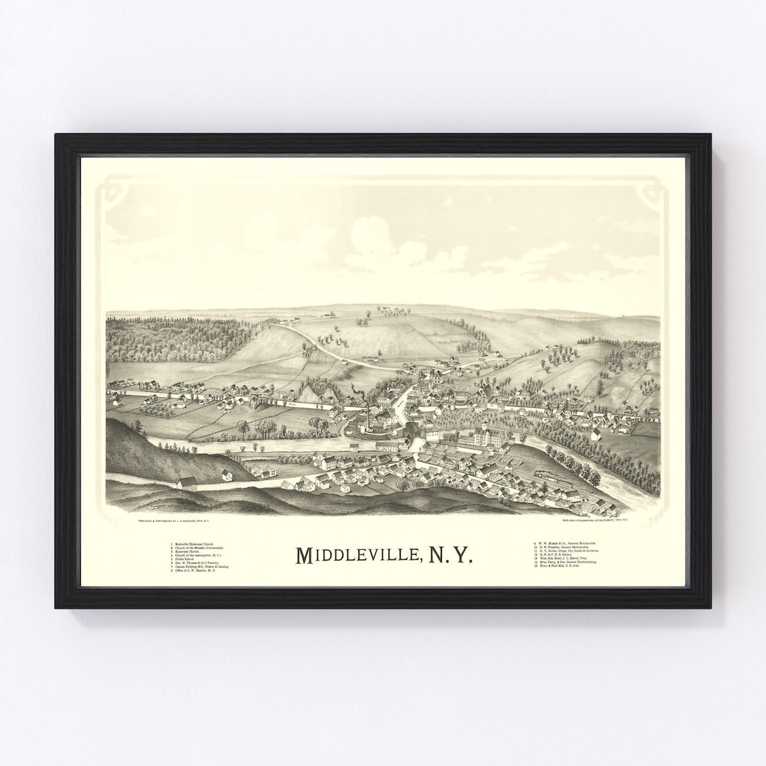 Middleville Map 1890, Vintage Middleville Map, Old Middleville New York ...