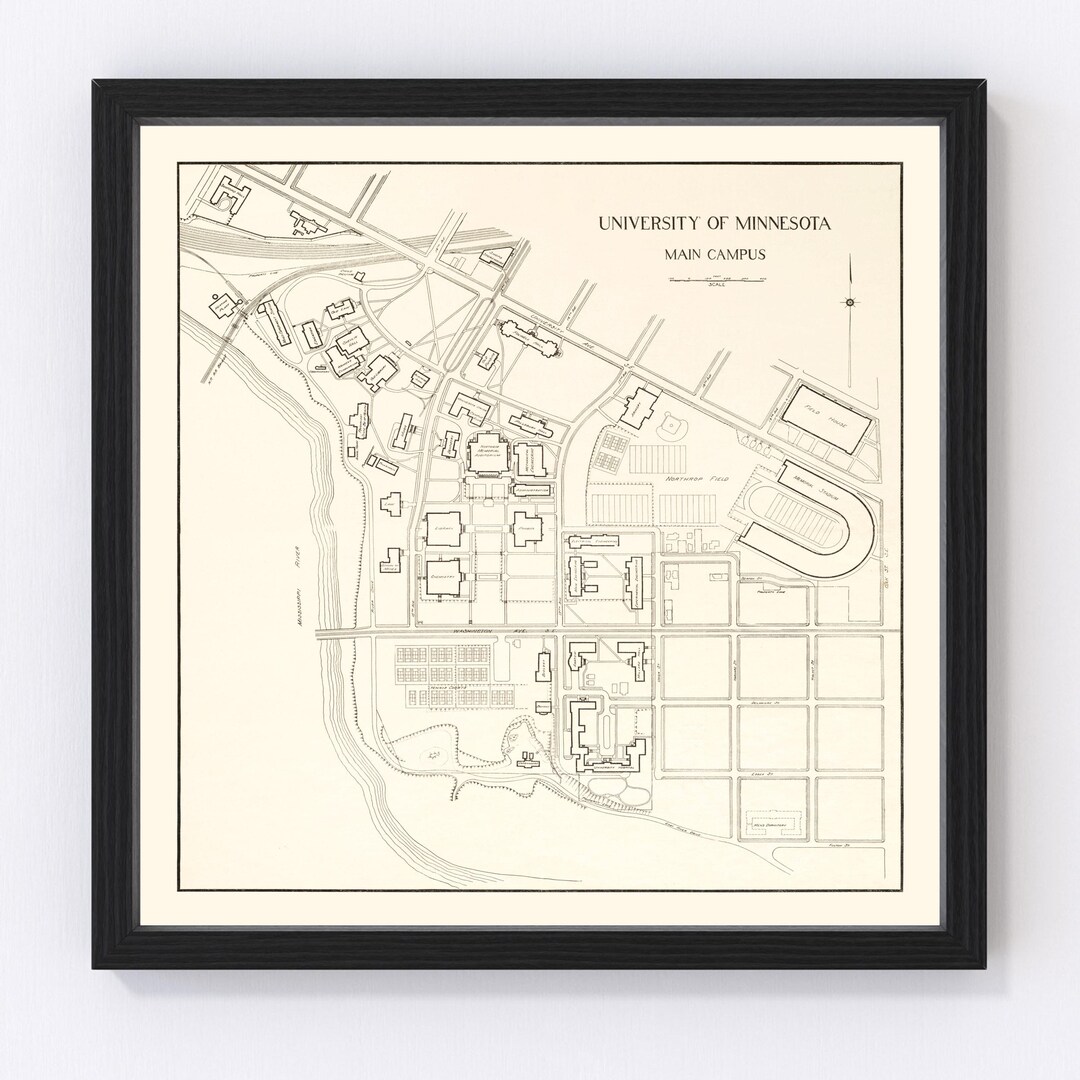 University of Minnesota Map 1930, Vintage University of Minnesota Map ...