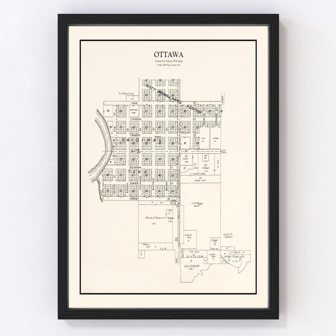 Ottawa Map 1928, Vintage Ottawa Map, Old Ottawa Minnesota Art, Wall Art ...