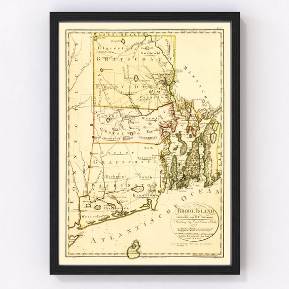 Rhode Island Map 1797 Old Map of Rhode Island Art Vintage - Etsy