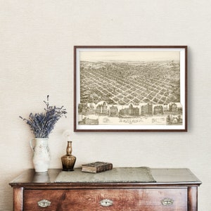 Denison Map 1891 Old Map of Denison Texas Art Vintage Print Framed ...