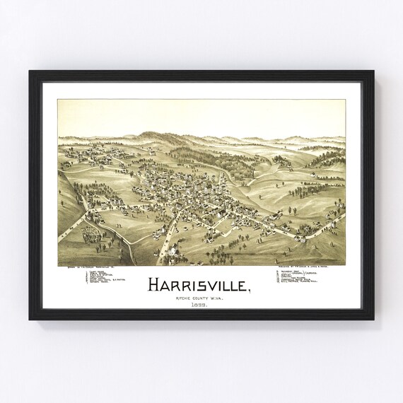 Harrisville Map 1899 Old Map of Harrisville West Virginia - Etsy